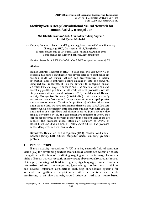 Pdf Hactivitynet A Deep Convolutional Neural Network For Human Activity Recognition