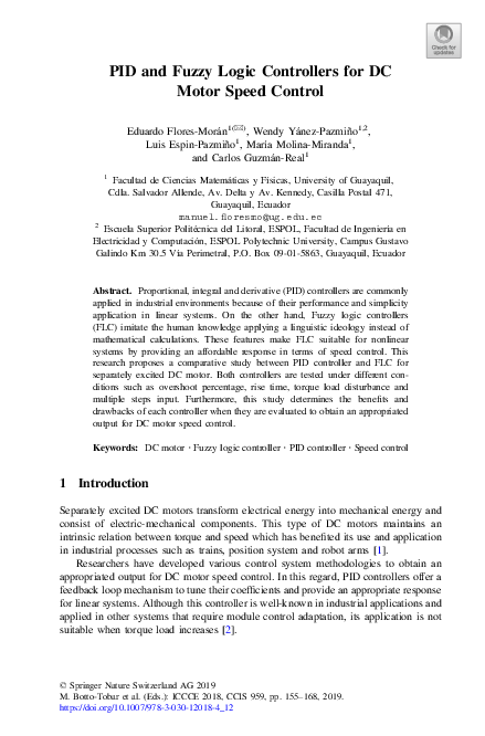 (PDF) PID and Fuzzy Logic Controllers for DC Motor Speed Control