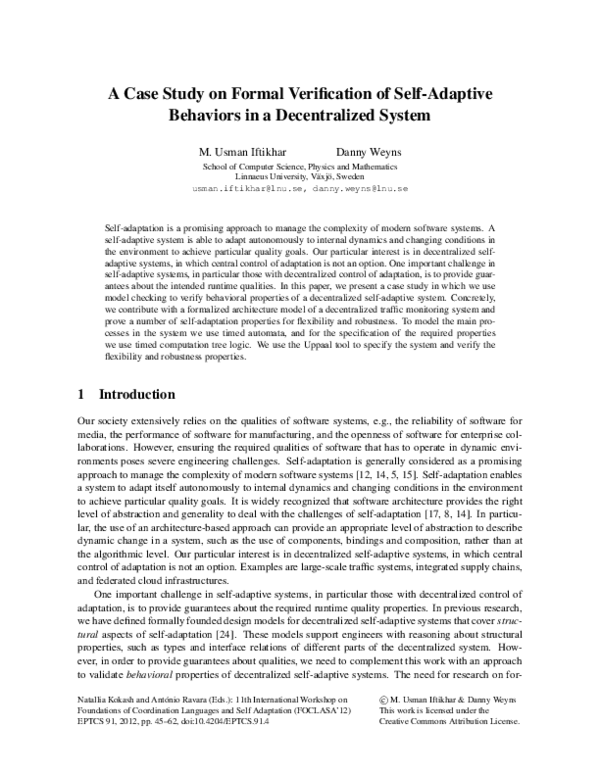 (PDF) Creative Commons Attribution License. A Case Study on Formal ...