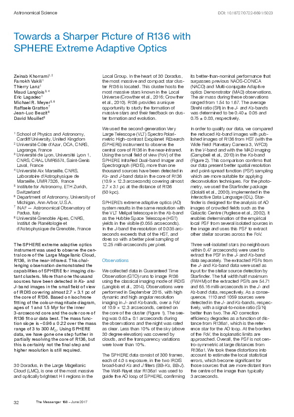 (PDF) Towards a Sharper Picture of R136 with SPHERE Extreme Adaptive Optics