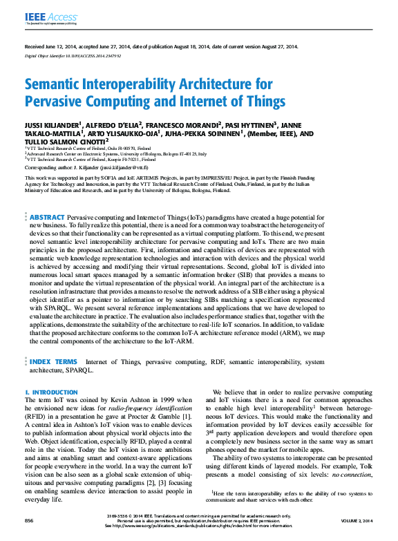 Pdf Semantic Interoperability Architecture For Pervasive Computing
