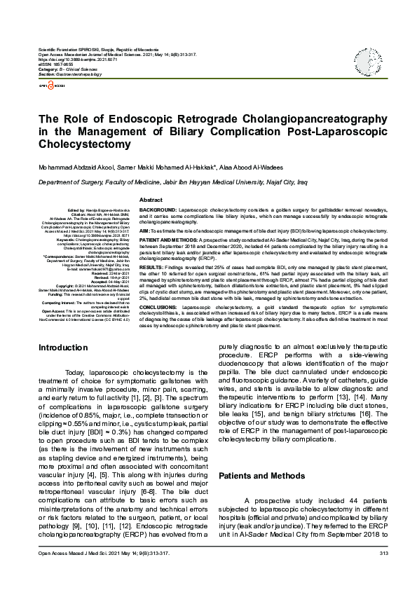 (PDF) The Role of Endoscopic Retrograde Cholangiopancreatography in the ...