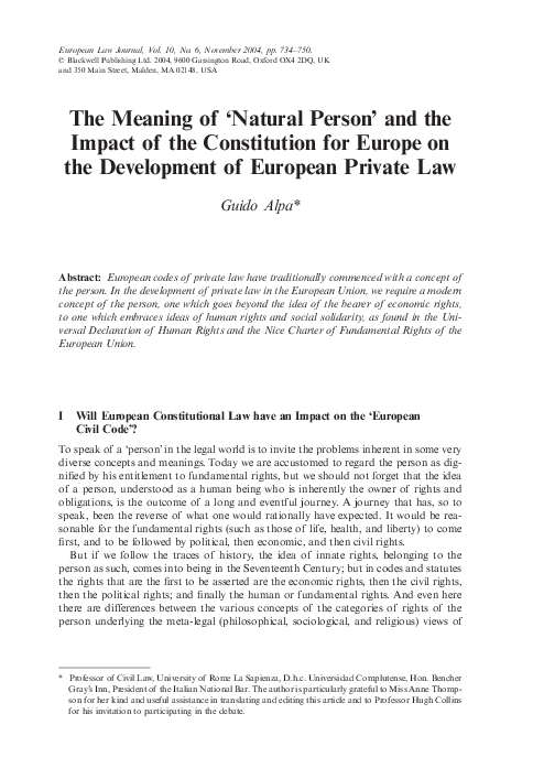 (PDF) The Meaning of 'Natural Person' and the Impact of the ...