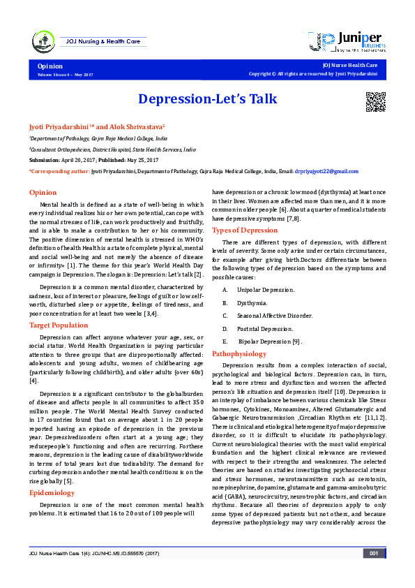(PDF) Depression; Let\'s talk