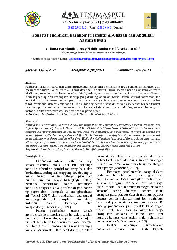 (PDF) Konsep Pendidikan Karakter Presfektif Al-Ghazali dan Abdullah ...