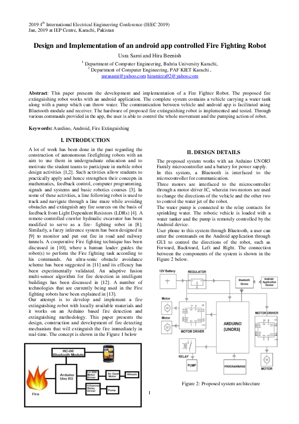 (PDF) Design and Implementation of an android app controlled Fire ...
