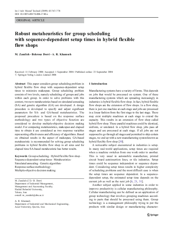 (PDF) Robust metaheuristics for group scheduling with sequence-dependent setup times in hybrid ...