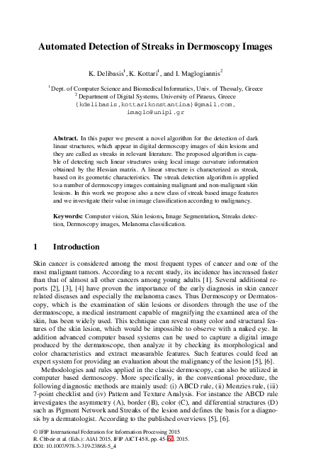 (PDF) Automated Detection of Streaks in Dermoscopy Images