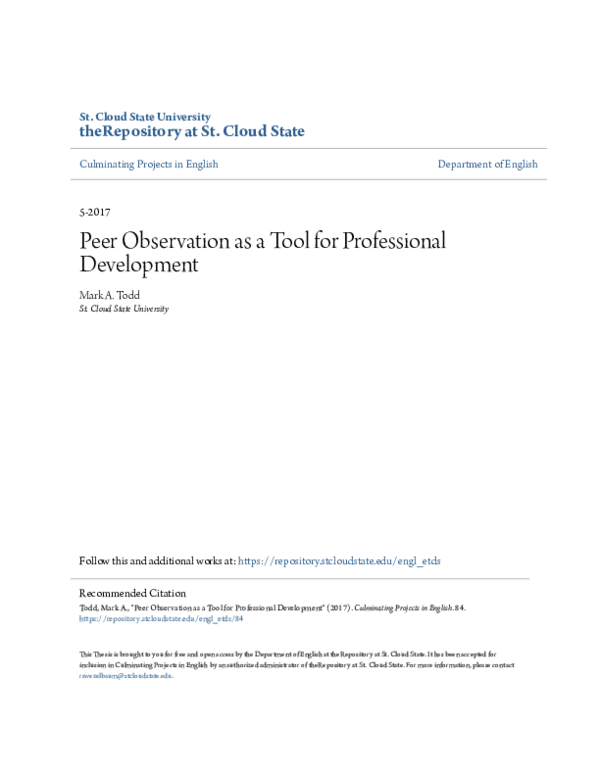 (PDF) Peer Observation as a Tool for Professional Development