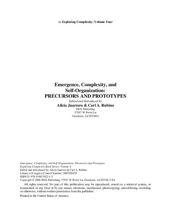 (PDF) Emergence, Complexity, and Self-Organization: PRECURSORS AND PROTOTYPES