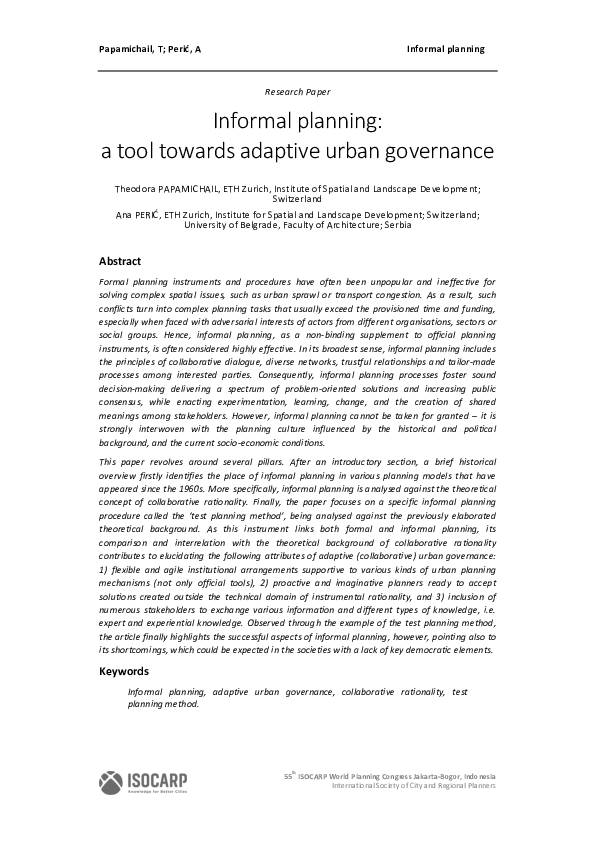 (PDF) Informal planning: a tool towards adaptive urban governance