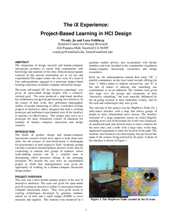 (PDF) The iX Experience: Project-Based Learning in HCI Design