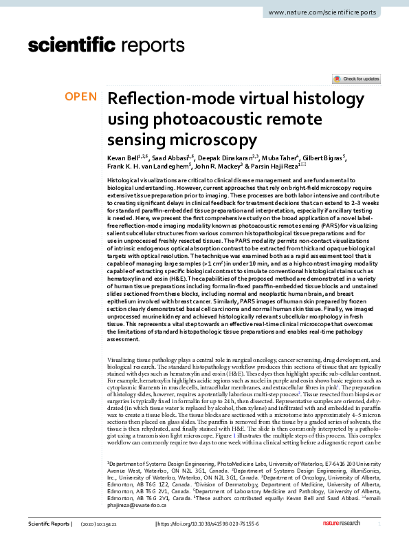 (PDF) Reflection-mode virtual histology using photoacoustic remote ...
