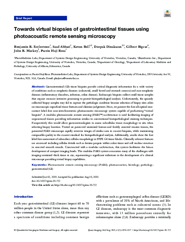 (PDF) Towards virtual biopsies of gastrointestinal tissues using ...