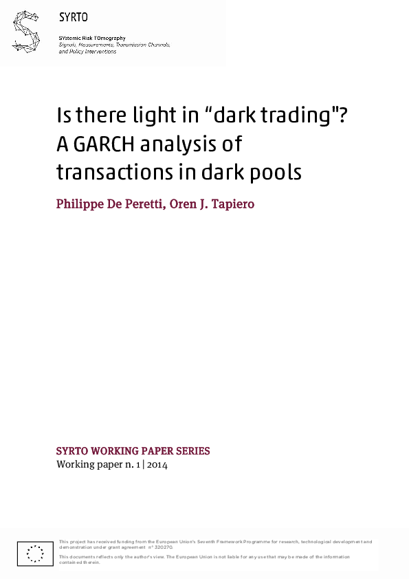 (PDF) Is there light in "dark trading"? A GARCH analysis of ...