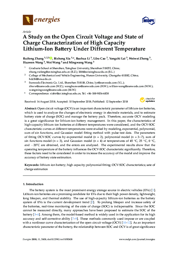 (PDF) A Study on the Open Circuit Voltage and State of Charge ...