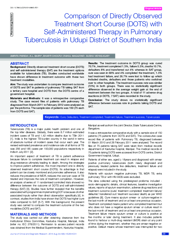 (PDF) Comparison of Directly Observed Treatment Short Course (DOTS ...