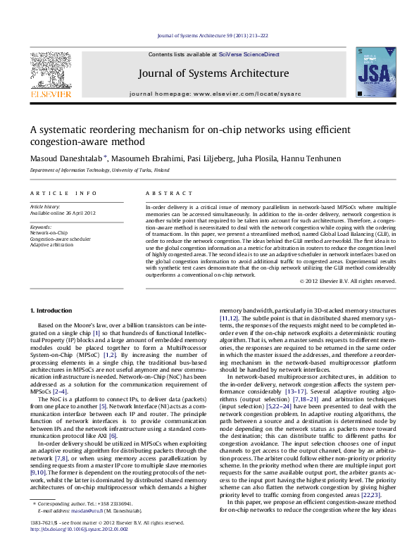 (PDF) A Systematic Reordering Mechanism for On-Chip Networks Using Efficient Congestion-Aware Method