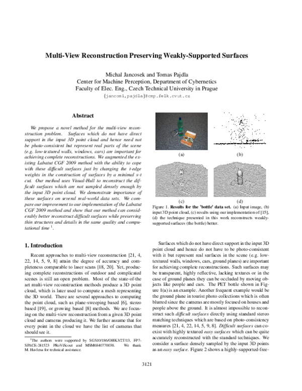 (PDF) Multi-view reconstruction preserving weakly-supported surfaces