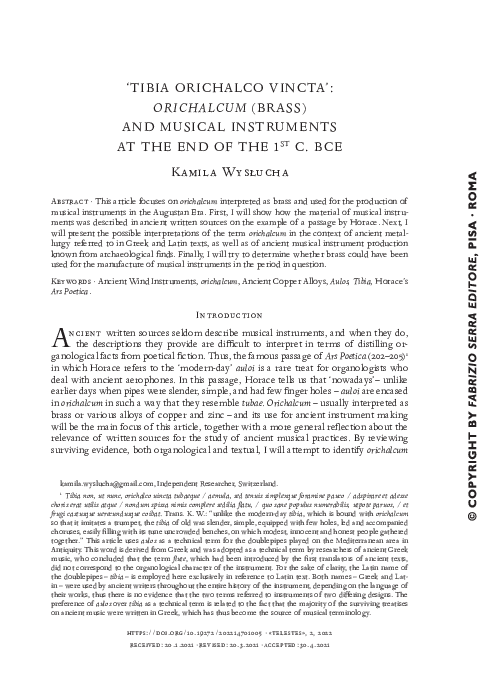(PDF) ‘Tibia Orichalco Vincta’ : Orichalcum (Brass) and Musical ...