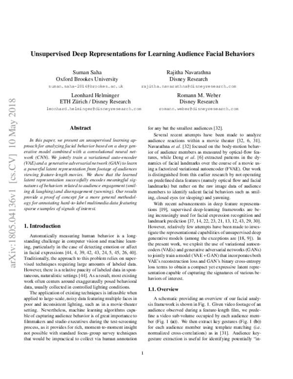 (PDF) Unsupervised Deep Representations for Learning Audience Facial ...