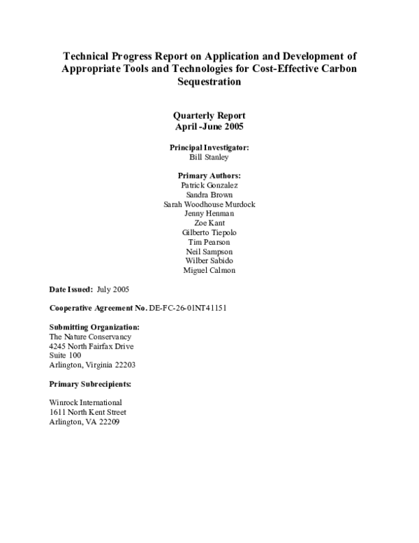 (PDF) Technical Progress Report on Application and Development of ...