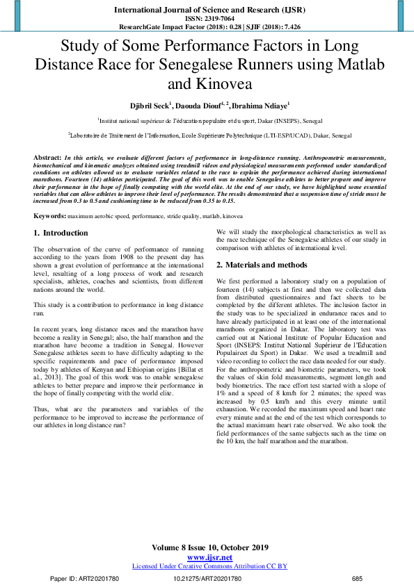 (PDF) Study of Some Performance Factors in Long Distance Race for ...