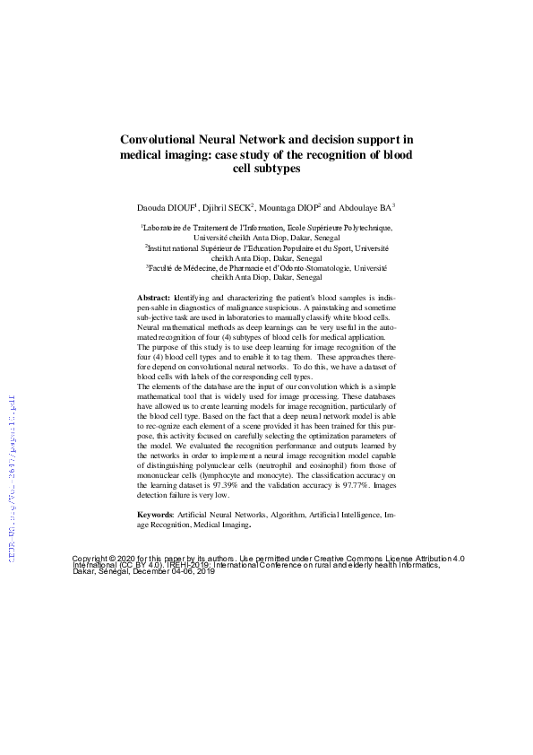 (PDF) Convolutional Neural Network and decision support in medical ...