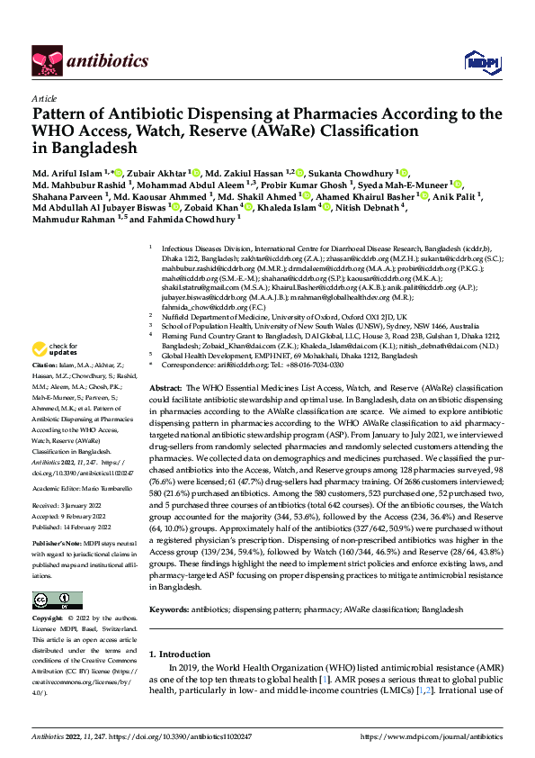 (PDF) Pattern of Antibiotic Dispensing at Pharmacies According to the ...
