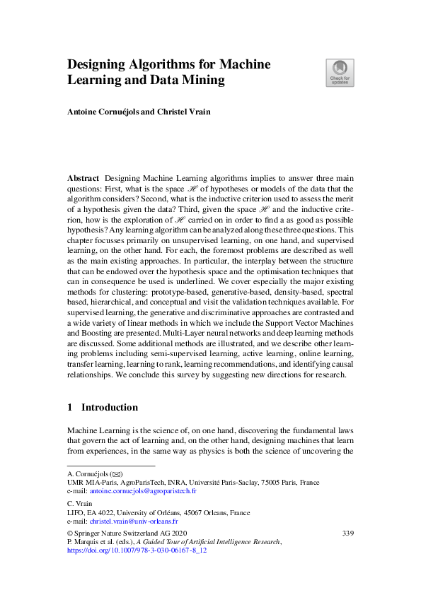 (PDF) Designing Algorithms for Machine Learning and Data Mining