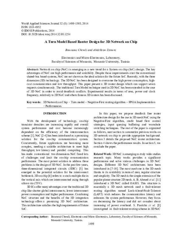 (PDF) Design of a Network on Chip router based on turn model