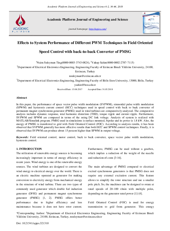 Pdf Effects To System Performance Of Different Pwm Techniques In