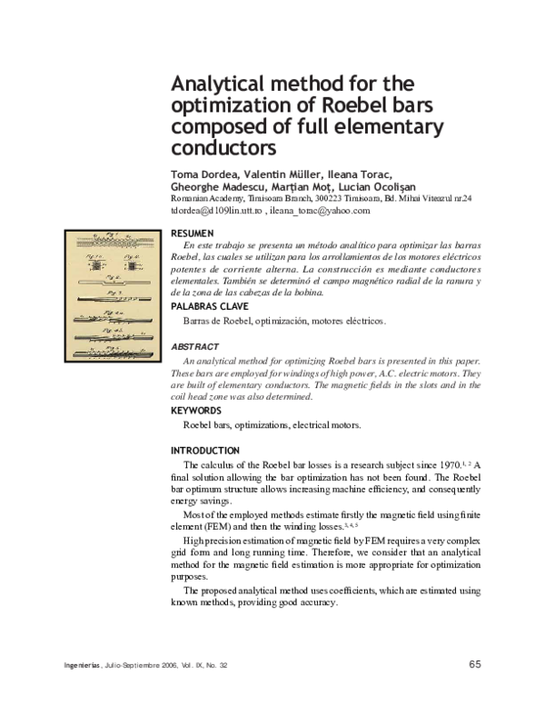 (PDF) Analytical method for the optimization of Roebel bars composed of ...
