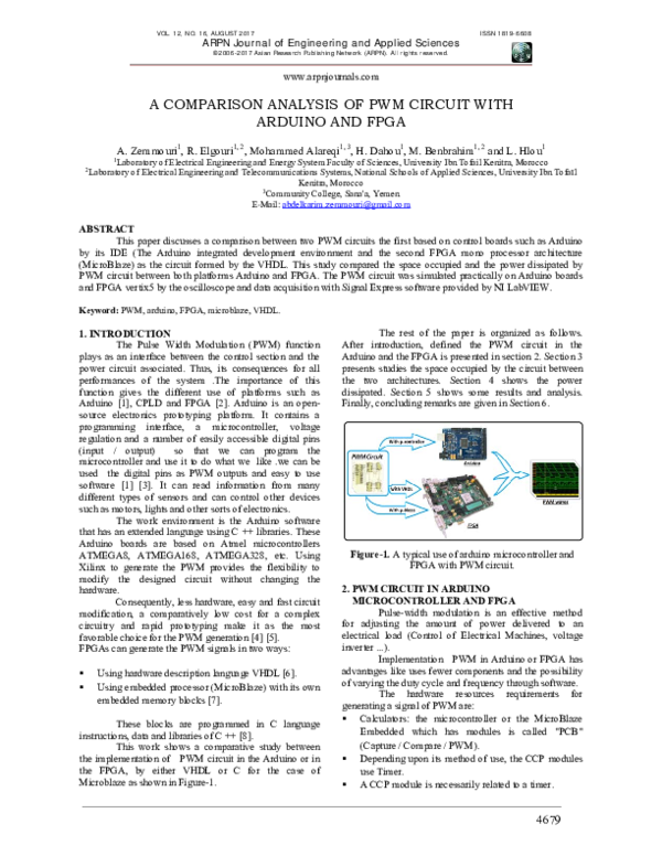 Pdf A Comparison Analysis Of Pwm Circuit With Arduino And Fpga