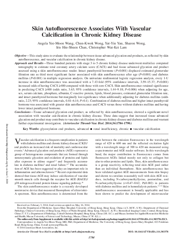 (PDF) Skin autofluorescence associates with vascular calcification in ...