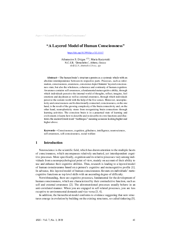 (PDF) “A Layered Model of Human Consciousness”