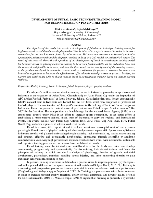 (PDF) Development of Futsal Basic Technique Training Model for Beginner ...