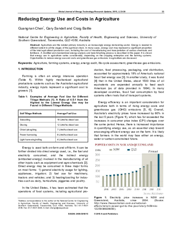 (PDF) Reducing Energy Use and Costs in Agriculture | Avanti Publisher ...