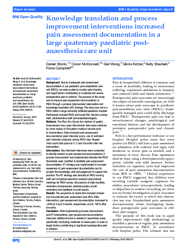(PDF) Knowledge translation and process improvement interventions ...