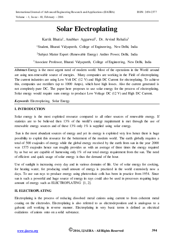 (PDF) Solar Electroplating