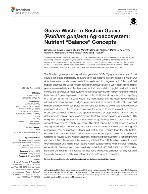 (PDF) Guava Waste to Sustain Guava (Psidium guajava) Agroecosystem ...