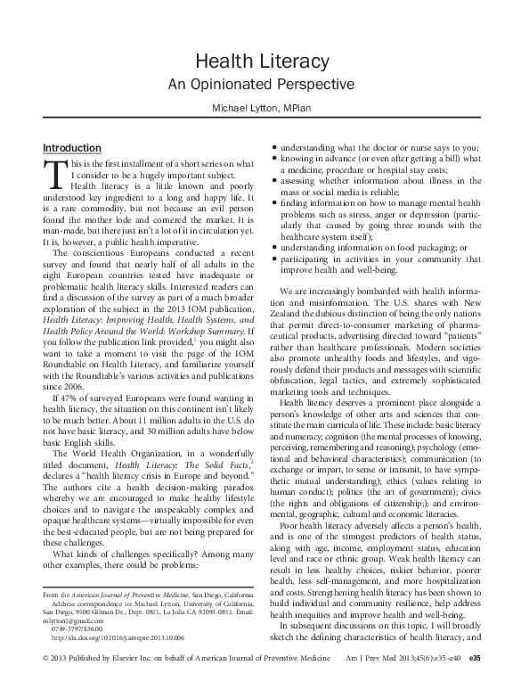 (PDF) Health Literacy