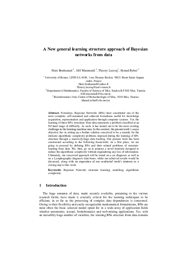 Pdf A New General Learning Structure Approach Of Bayesian Networks