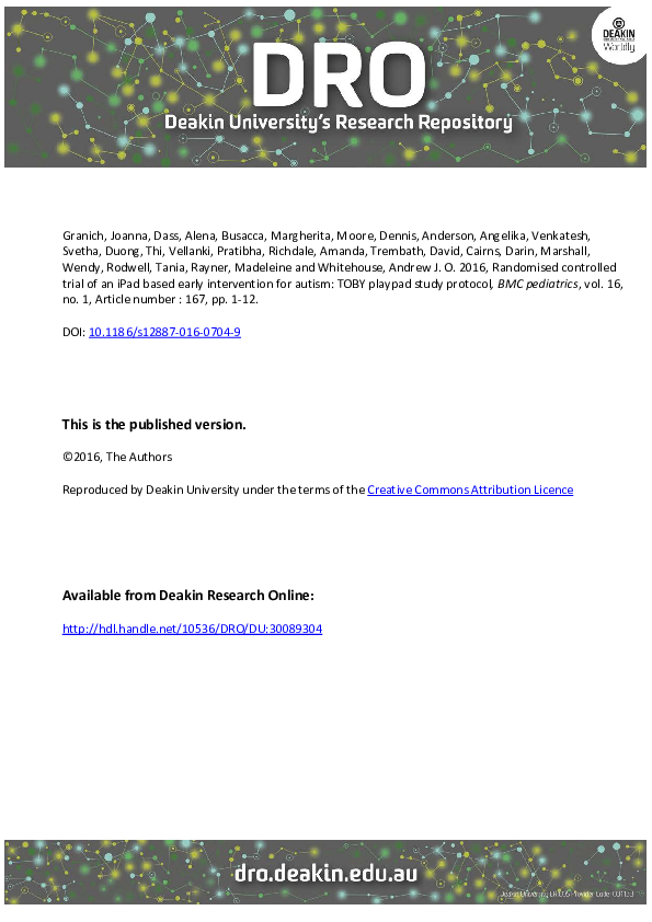 (PDF) Randomised controlled trial of an iPad based early intervention ...