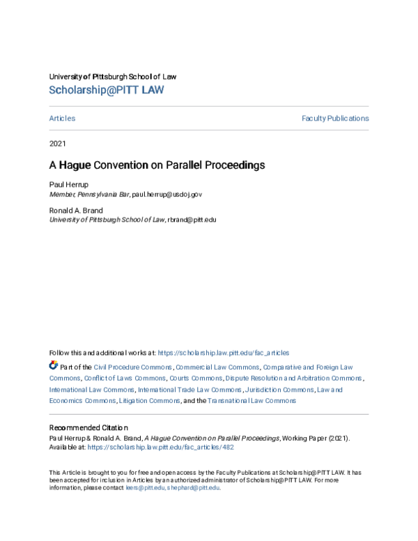(PDF) A Hague Convention on Parallel Proceedings