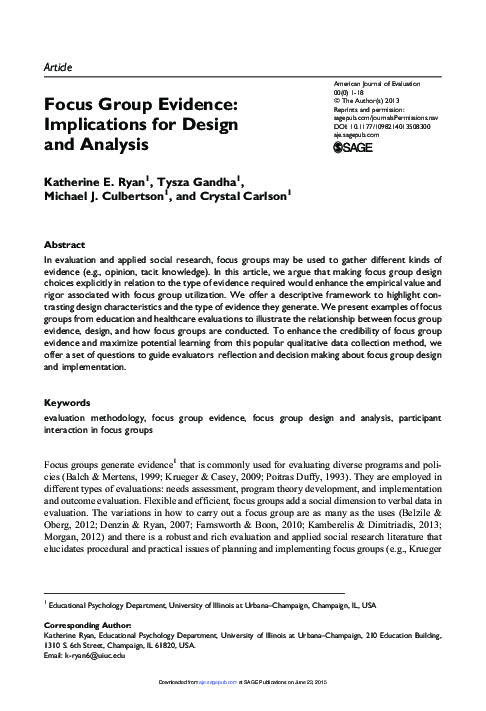 (PDF) Focus Group Evidence