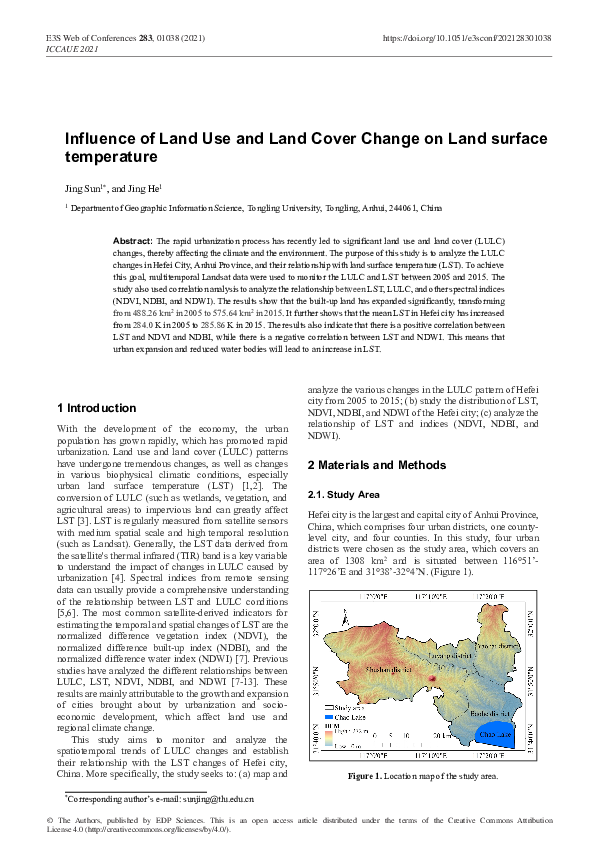 (PDF) Influence of Land Use and Land Cover Change on Land surface ...