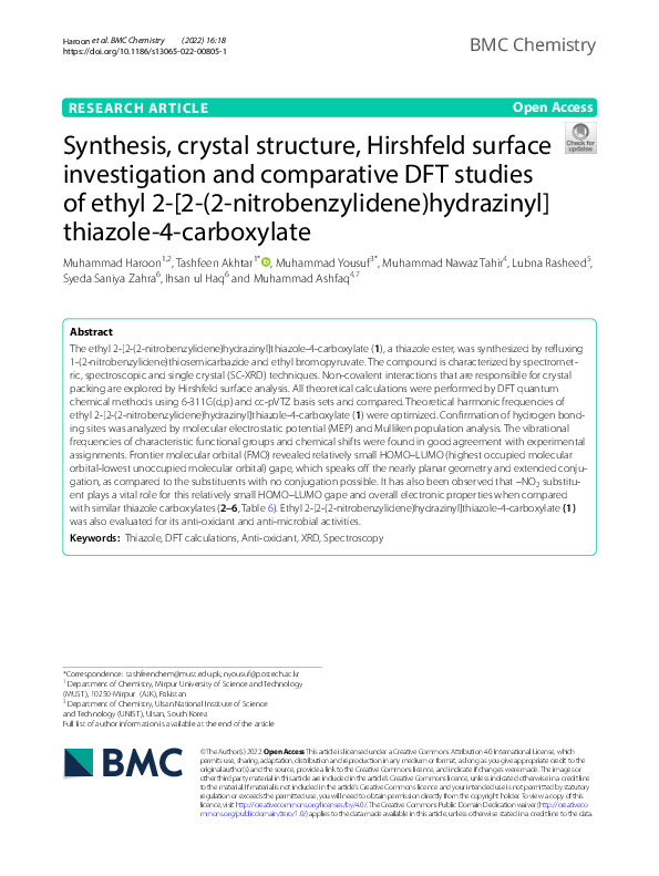 (PDF) Characterization and DFT Studies of Nitrobenzylidene Thiazole