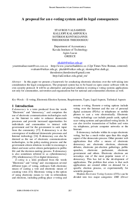 (PDF) A proposal for an e-voting system and its legal consequences