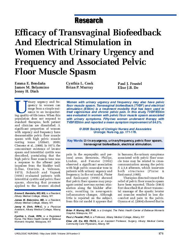 (PDF) Efficacy of transvaginal biofeedback and electrical stimulation in women with urinary ...